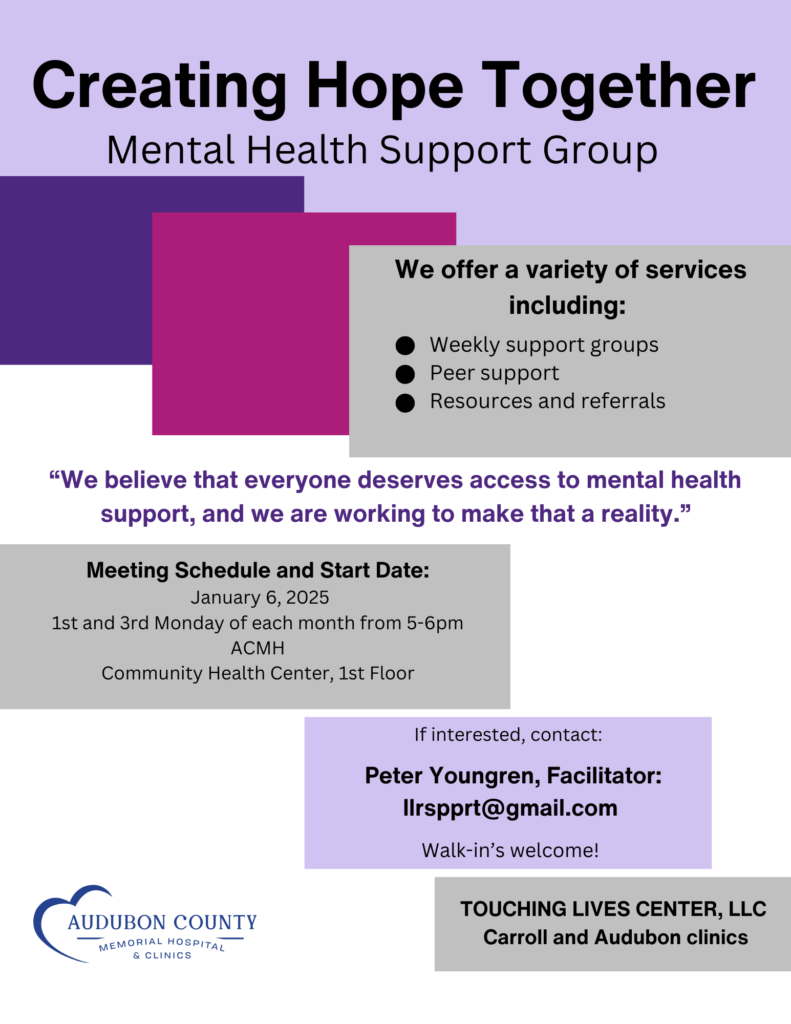 Creating Hope Together Mental Health Support Group coming to ACMH in ...